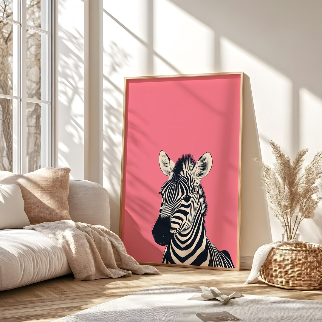 Zebra Print Wall, Dopamine Decor, Animal Print Gifts, Pink Retro Wall ...