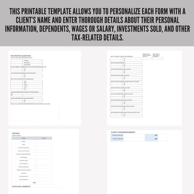 Editable Tax Client Intake Guide, Editable Canva Template for Ultimate ...