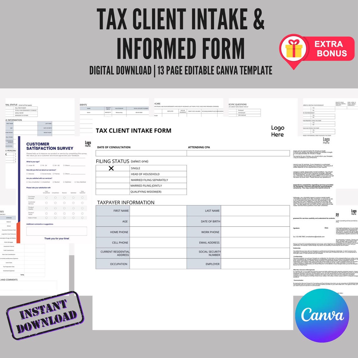 Editable Tax Client Intake Guide, Editable Canva Template for Ultimate ...