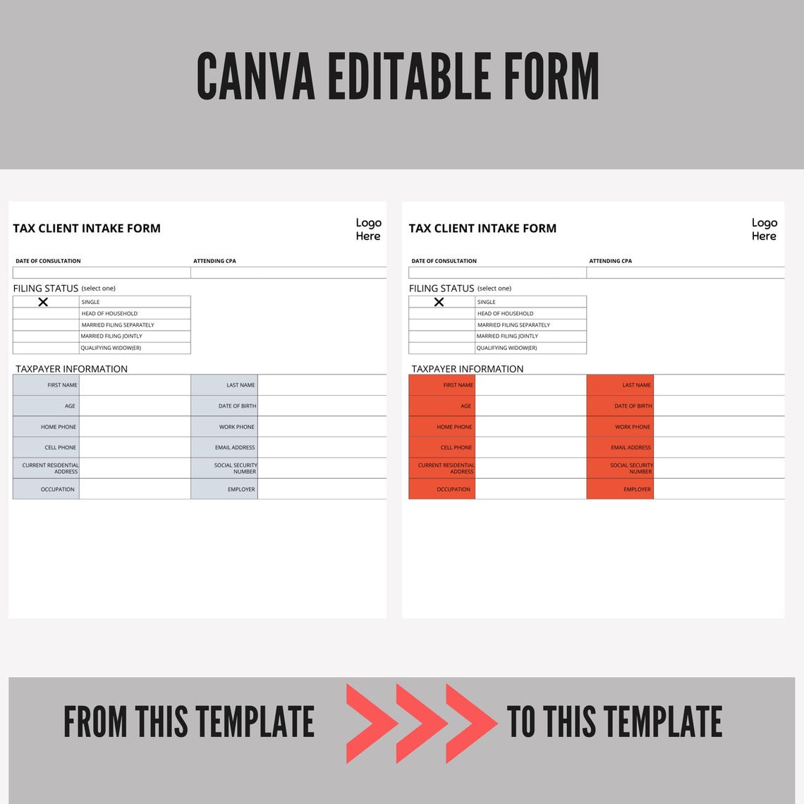 Editable Tax Client Intake Guide, Editable Canva Template for Ultimate ...