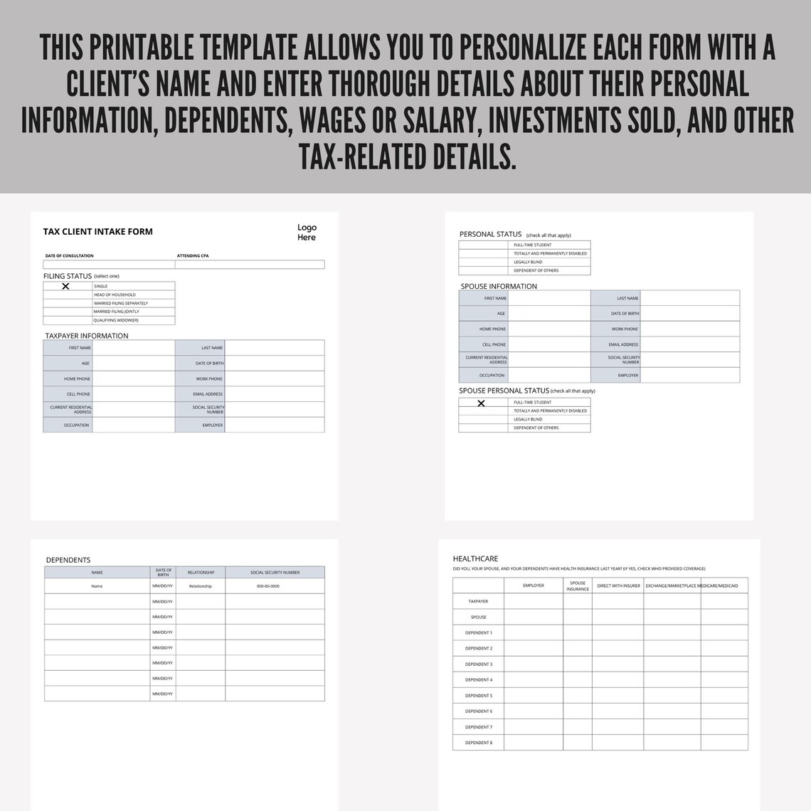 Editable Tax Client Intake Guide, Editable Canva Template for Ultimate ...