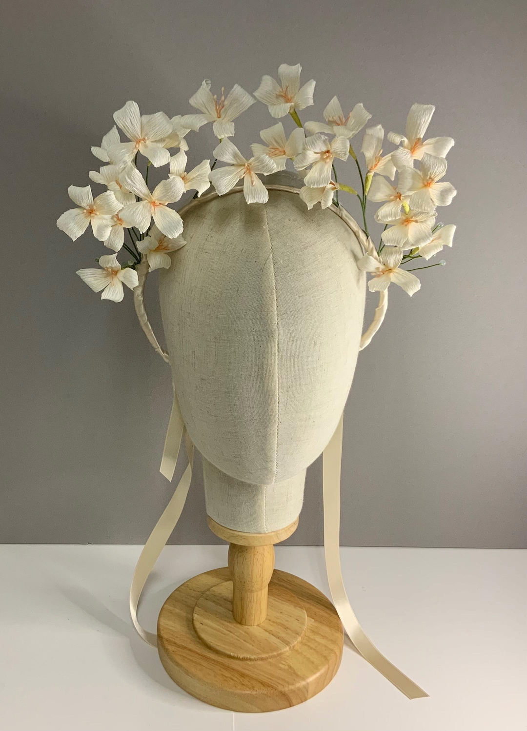 Hair Accessories-crepe Paper Flower Wedding Crown - Champagne Floral ...