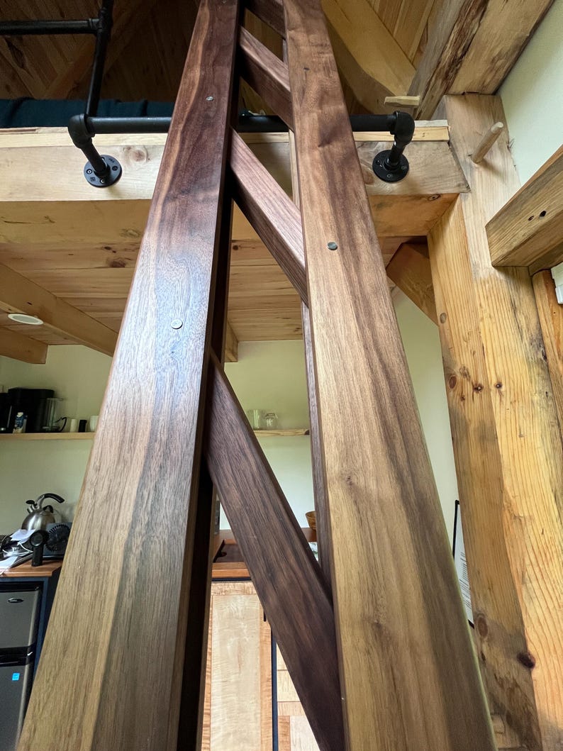 Custom Walnut Folding Loft Ladder | Space-saving Tiny House Design - Etsy