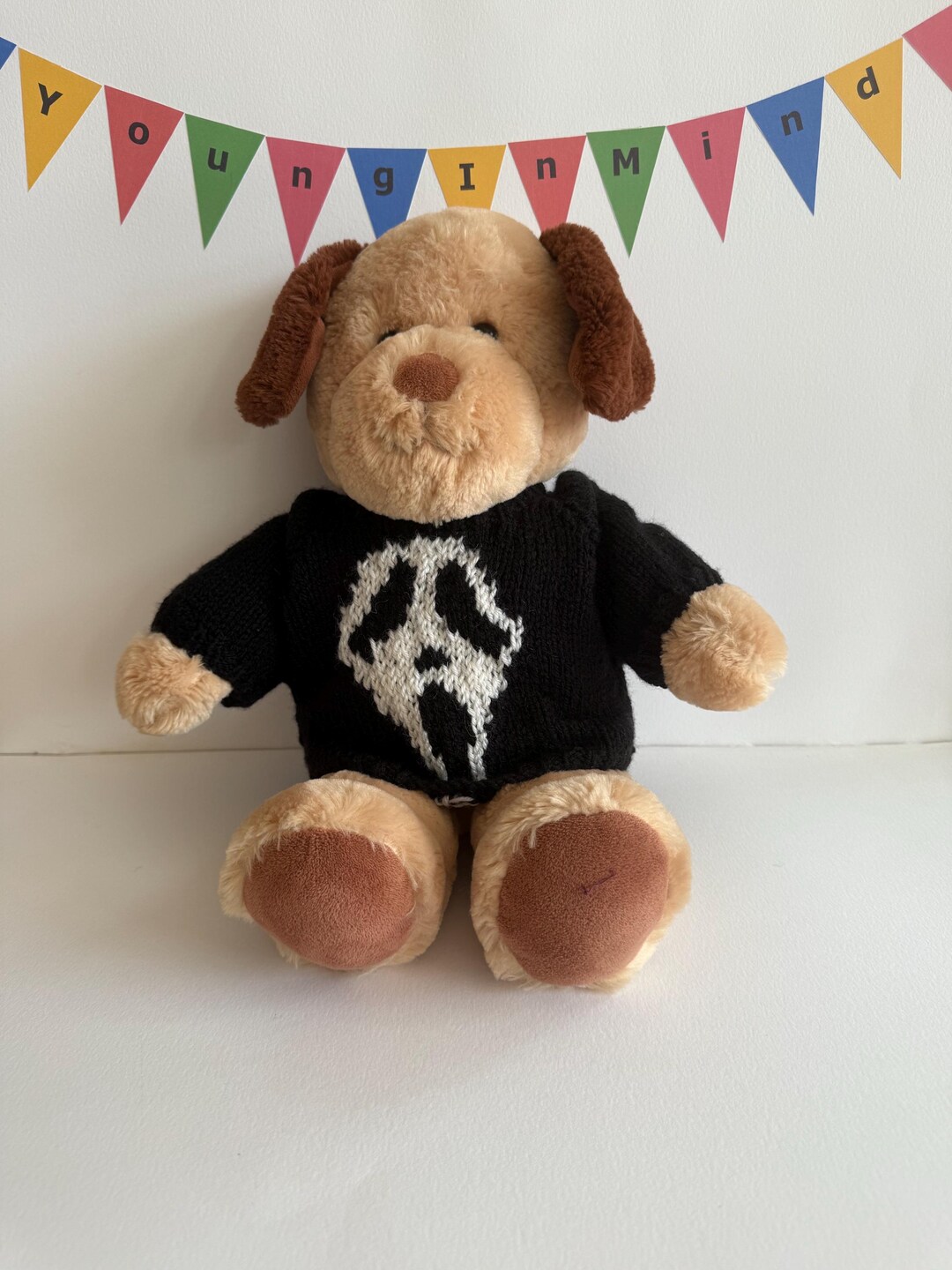 Hand Knitted Scream Halloween Bear Jumper: Fits Build-a-bear 16" - Etsy