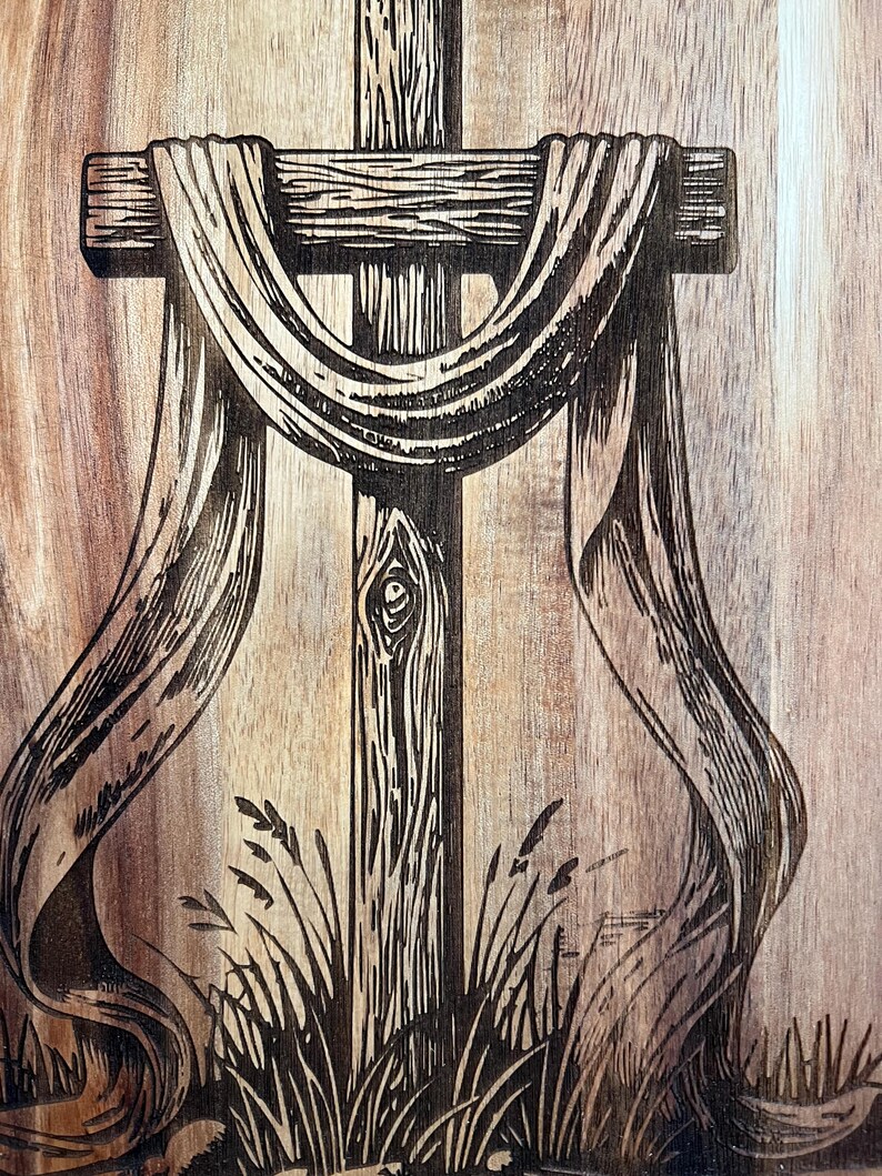 Easter Cross Cutting Board SVG / Charcuterie Board Laser File - Rustic ...