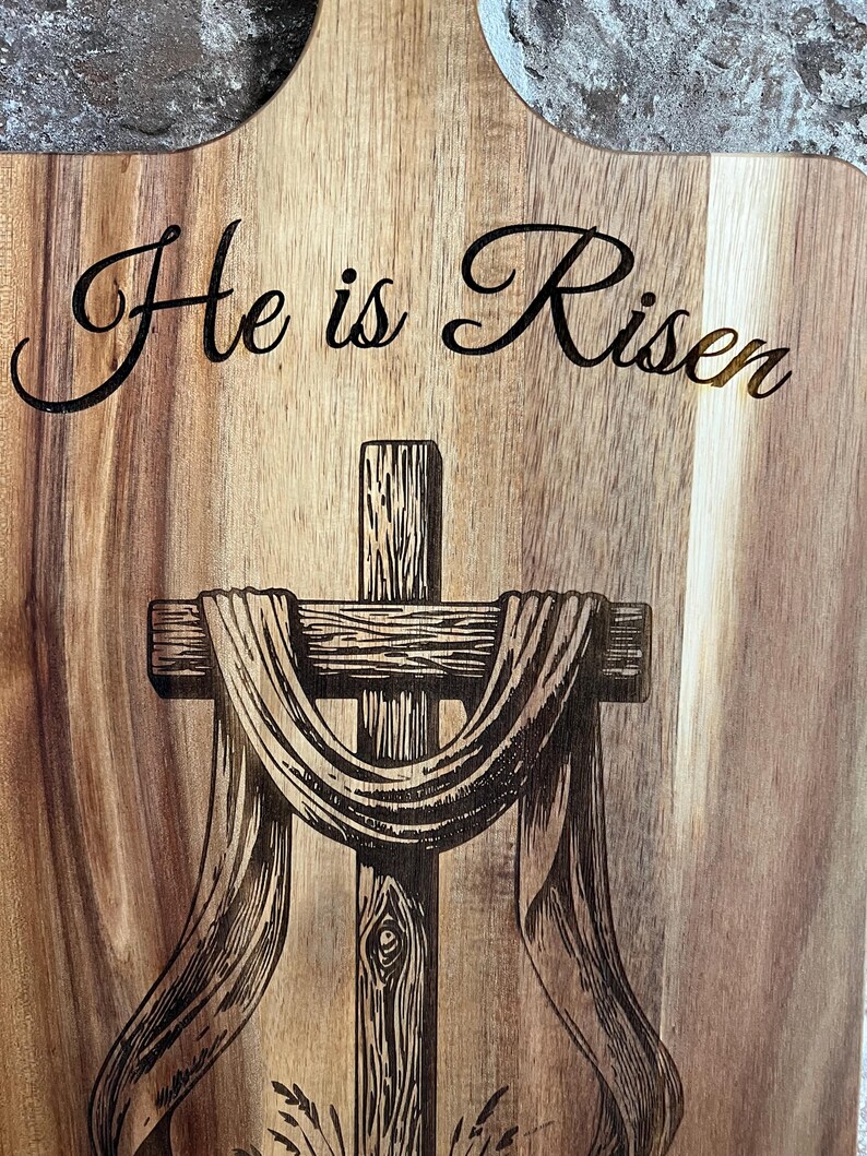 Easter Cross Cutting Board SVG / Charcuterie Board Laser File - Rustic ...