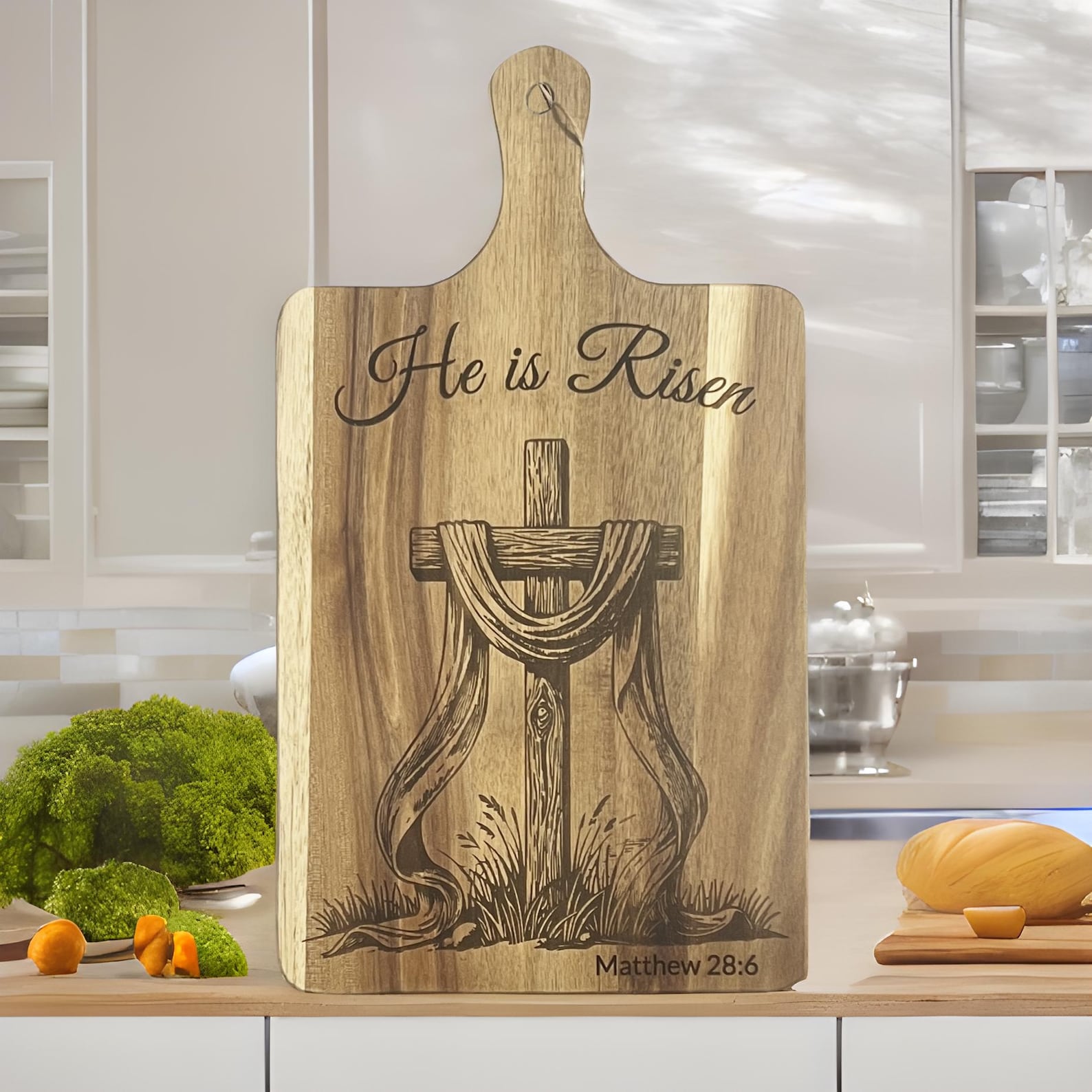 Easter Cross Cutting Board SVG / Charcuterie Board Laser File - Rustic ...