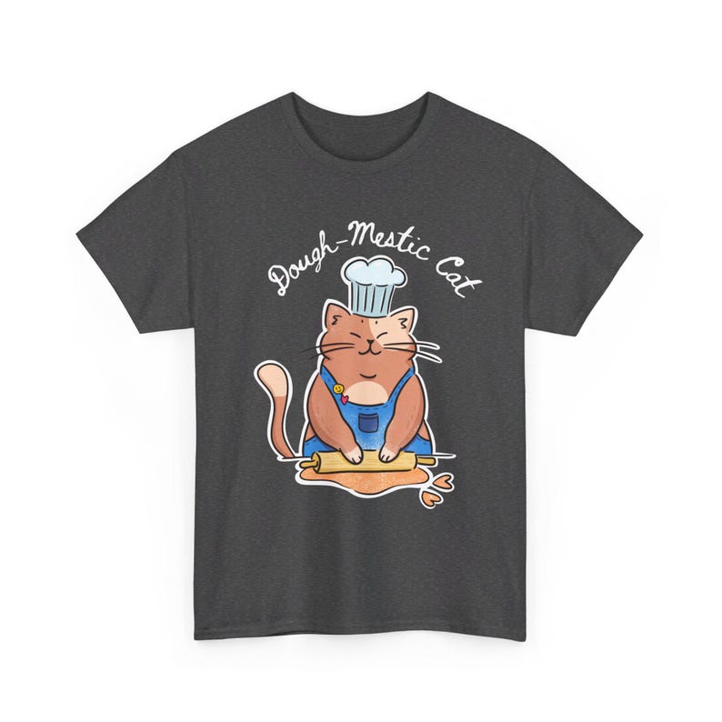 Dough-mestic Cat T-shirt, Cute Cat Kneading Bread Shirt, Funny Baker ...
