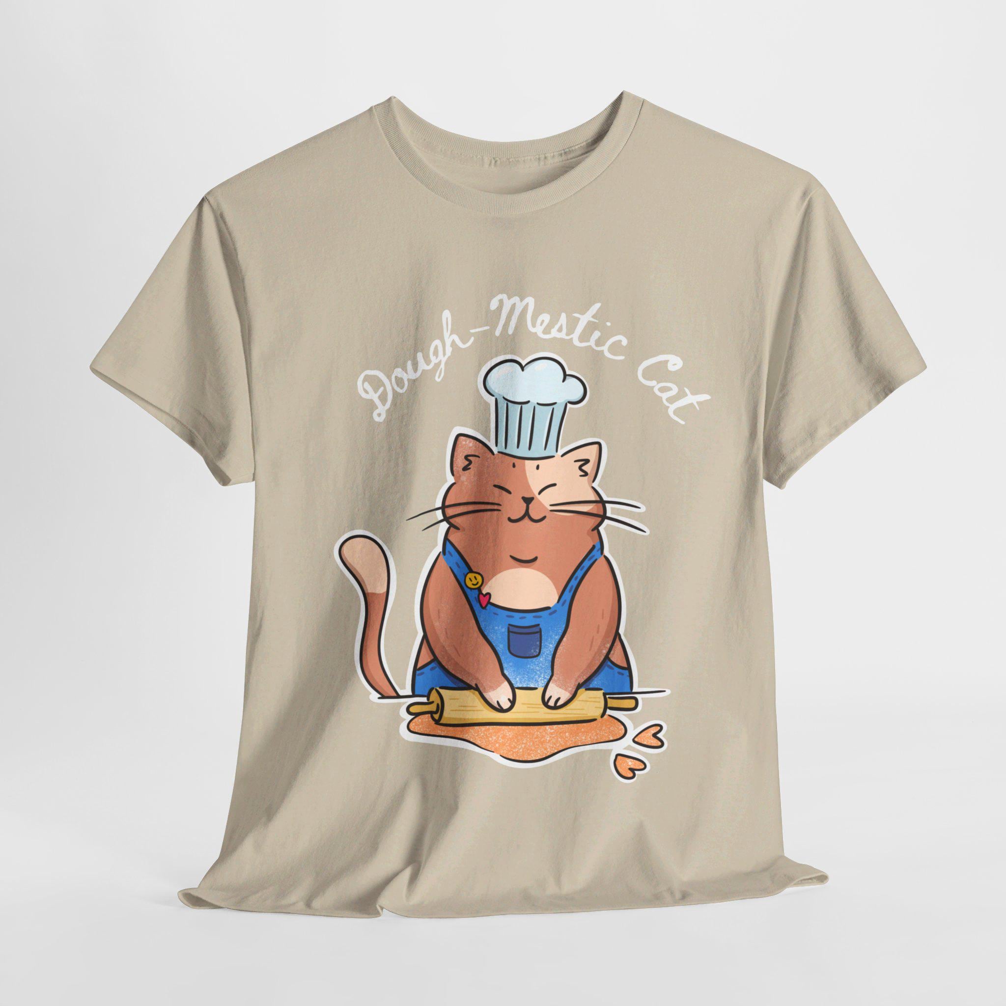 Dough-mestic Cat T-shirt, Cute Cat Kneading Bread Shirt, Funny Baker ...