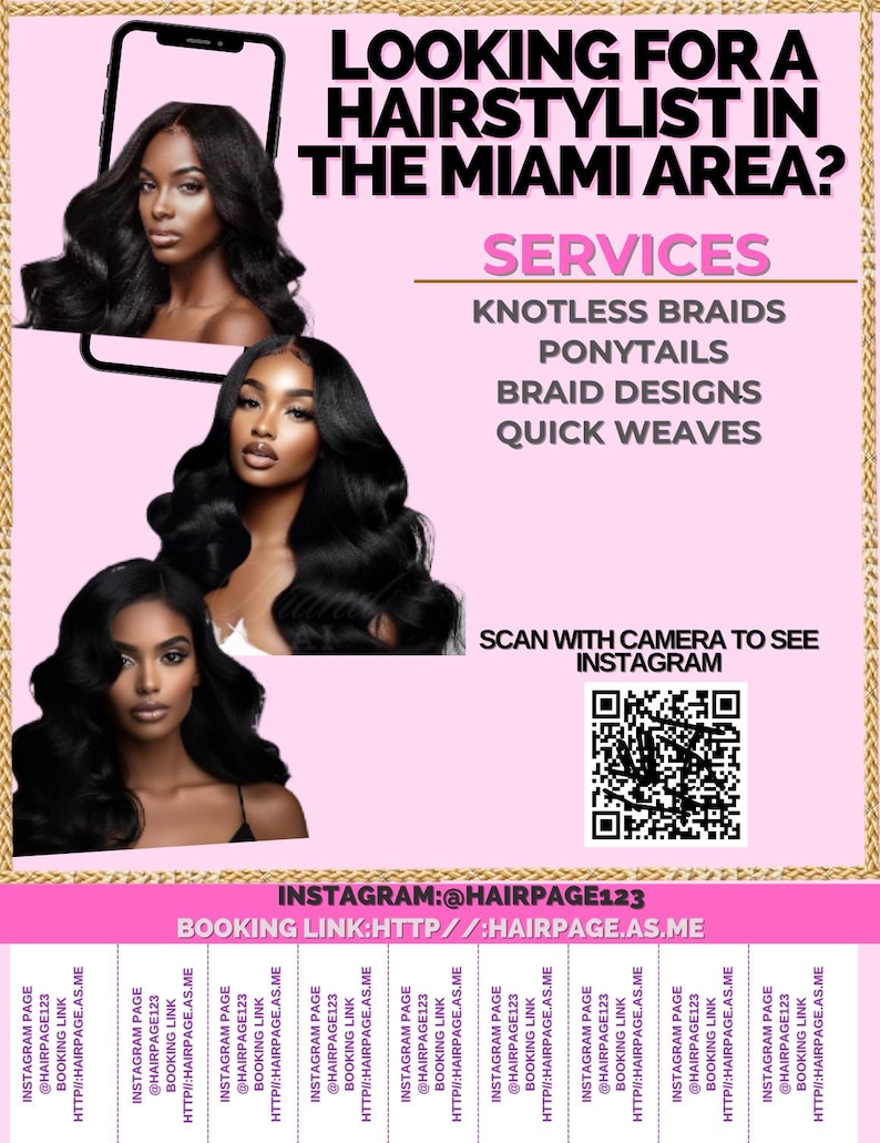 Hairstylist Tear-off Flyer Template, Editable Hair Salon Marketing ...