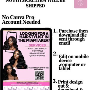 Hairstylist Tear-off Flyer Template, Editable Hair Salon Marketing ...