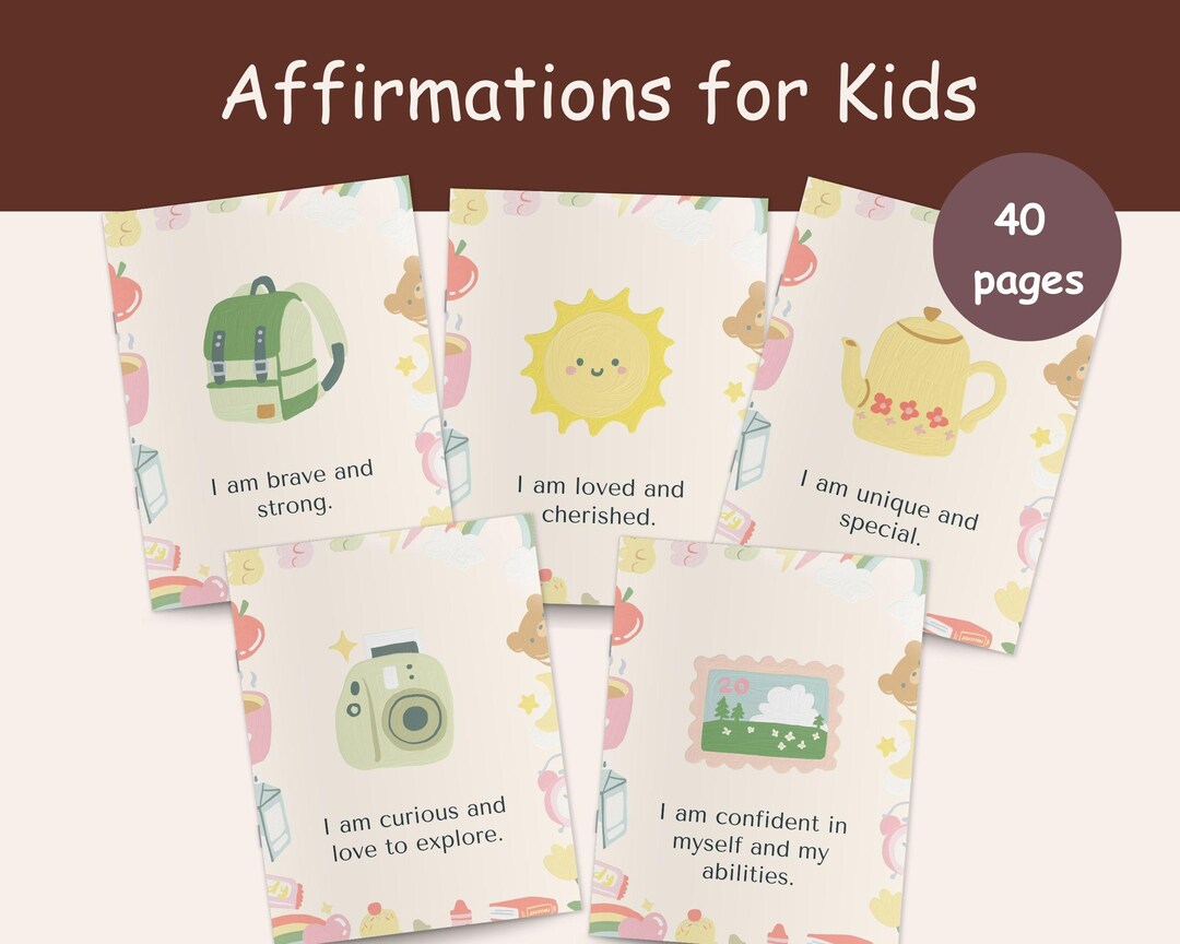 Kids Affirmation Cards, Positive Self Esteem Flashcards (digital ...
