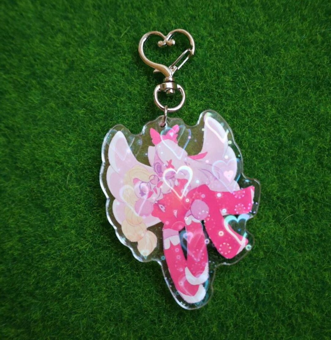 CHAGGIE HAZBIN HOTEL 3" Heart Holographic Acrylic Charm - Etsy