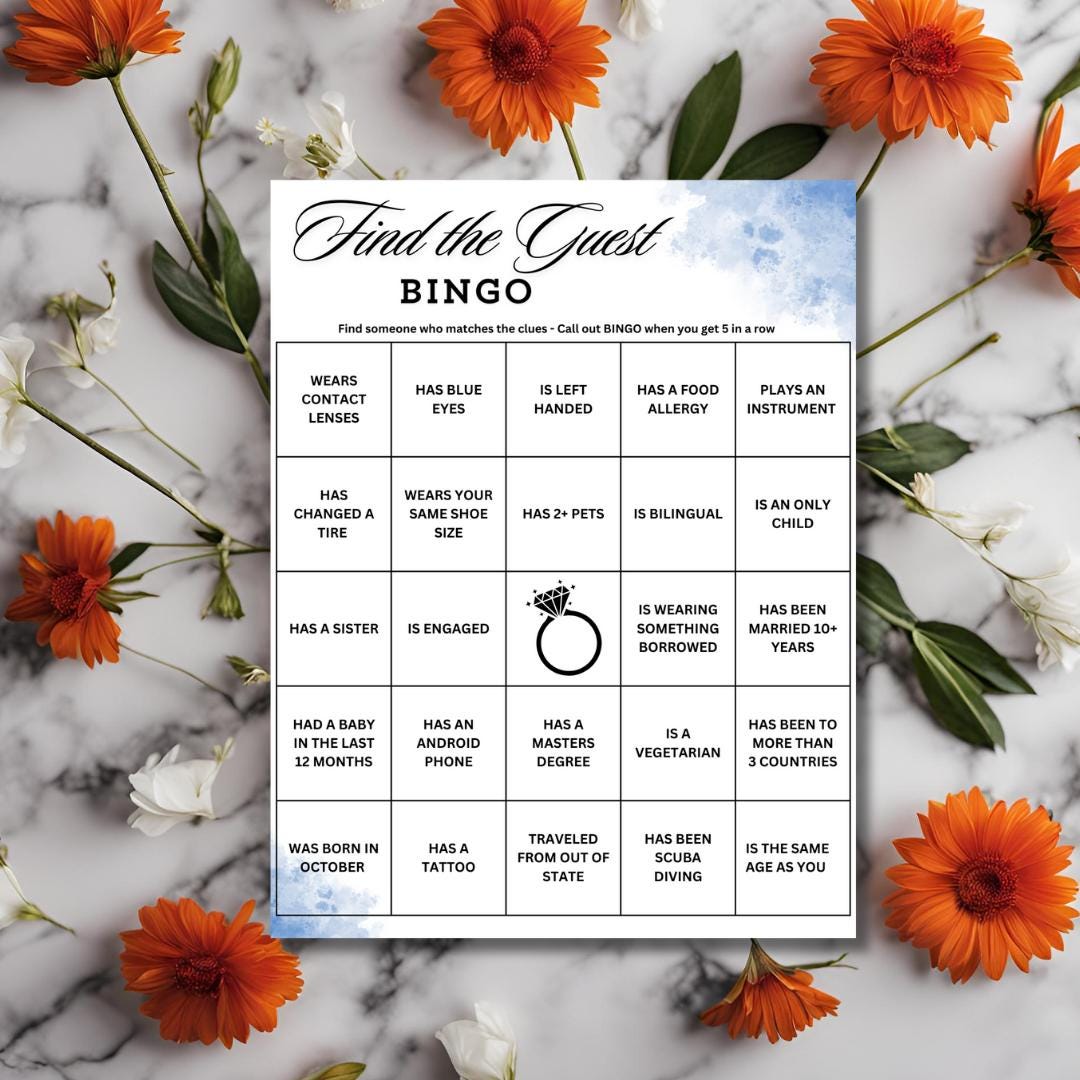 Wedding Guest Table Games Set, Wedding Scavenger Hunt, Wedding Bingo ...
