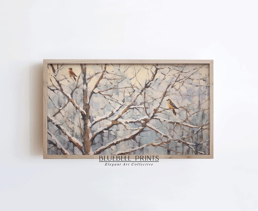 Winter Birds FRAME TV Art | Rustic Country Christmas Painting | Instant ...