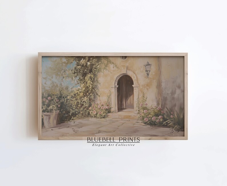 Vintage Door FRAME TV Art | Arched Castle Doorway Painting | Instant ...