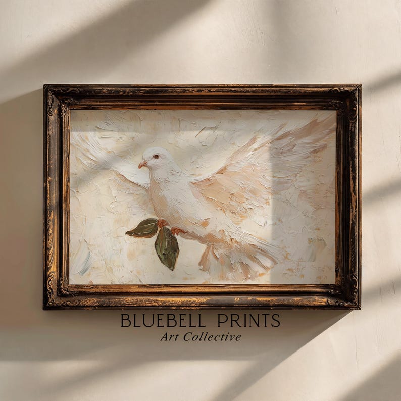Textured Peace Dove Oil Painting | Biblical Christian Faith Wall Art ...