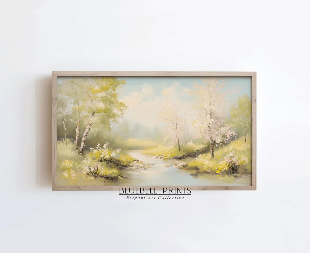 TV Art & PC Wallpaper Spring Landscape | Countryside Brook Painting ...