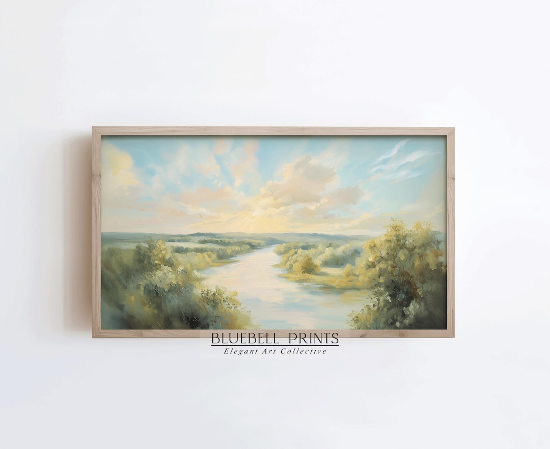 TV Art & PC Wallpaper Spring Landscape | Earthy Country River Painting ...