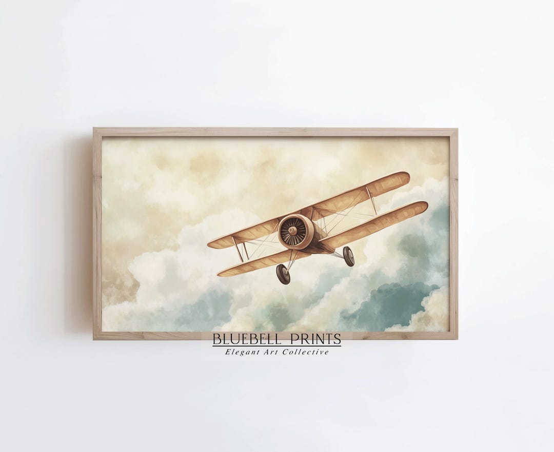 FRAME TV Art Vintage Airplane | Rustic Antique Aeroplane Painting ...