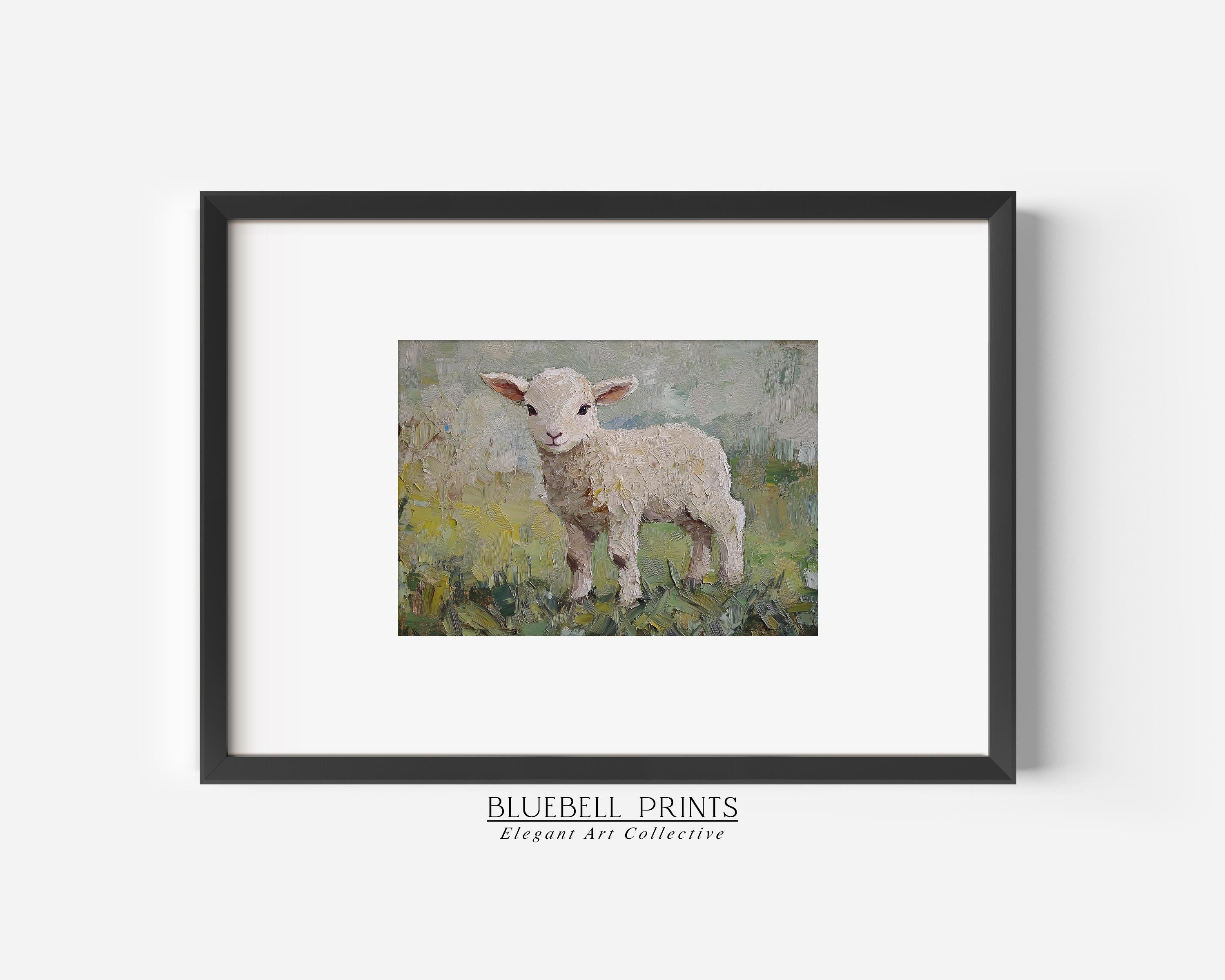Little Lamb Oil Painting | Christian Easter Decor | Country Farm Animal ...
