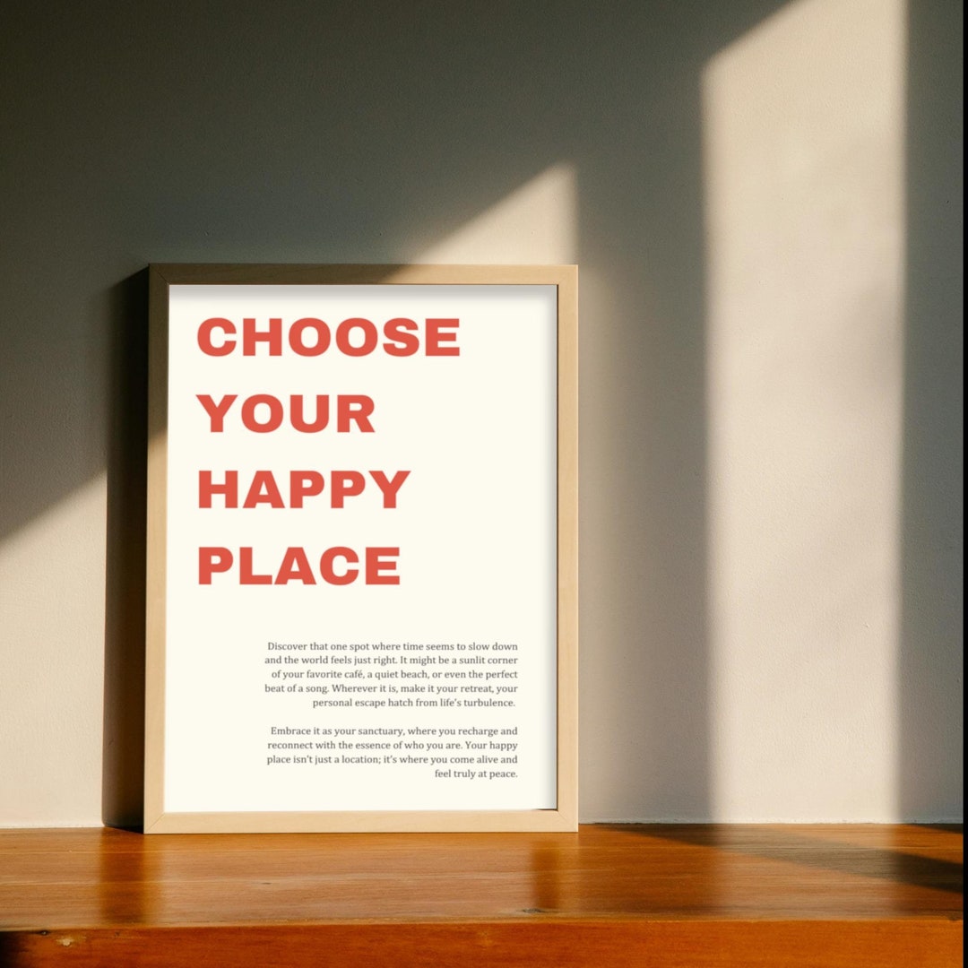 Choose Your Happy Place Printable Wall Art for Room Decor, Office Decor ...