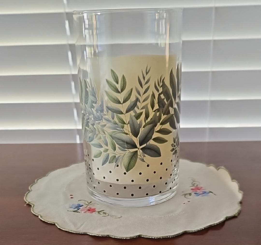 Glass Candle Vase With Leaf Pattern - Etsy