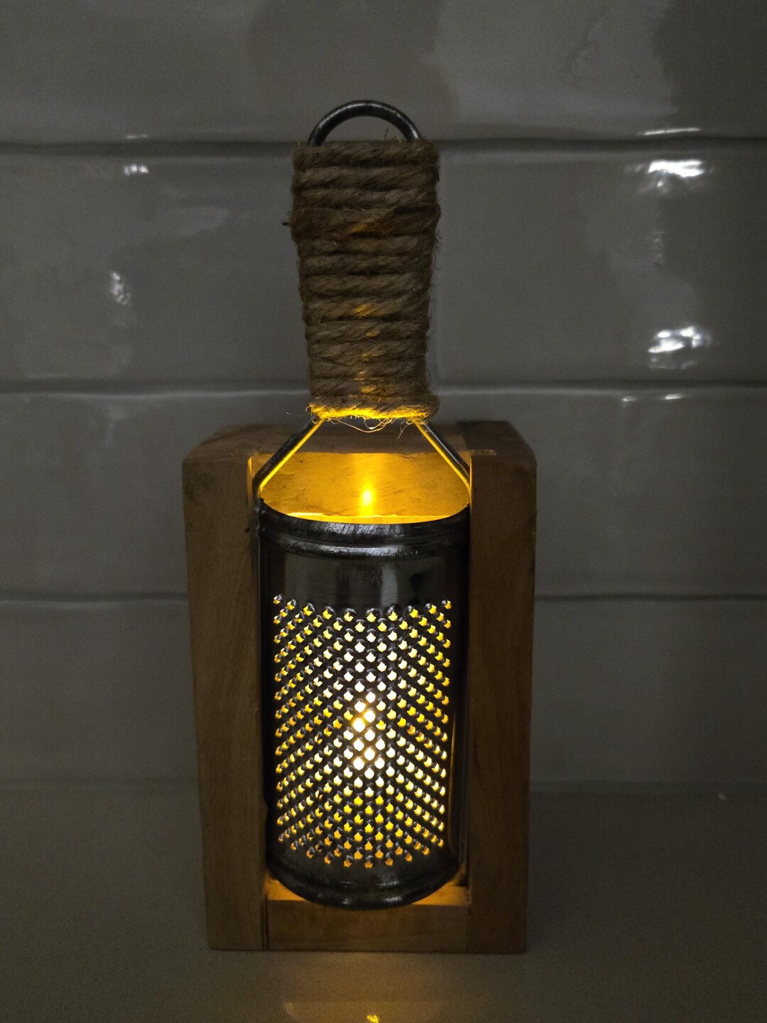 Vintage Rustic Cheese Grater Lamp With Bird Accents - Etsy
