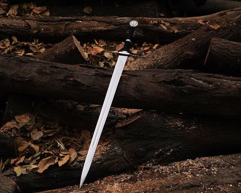 White Wolf Monster Slayer Sword With Scabbard Fantasy Sword Collectible ...