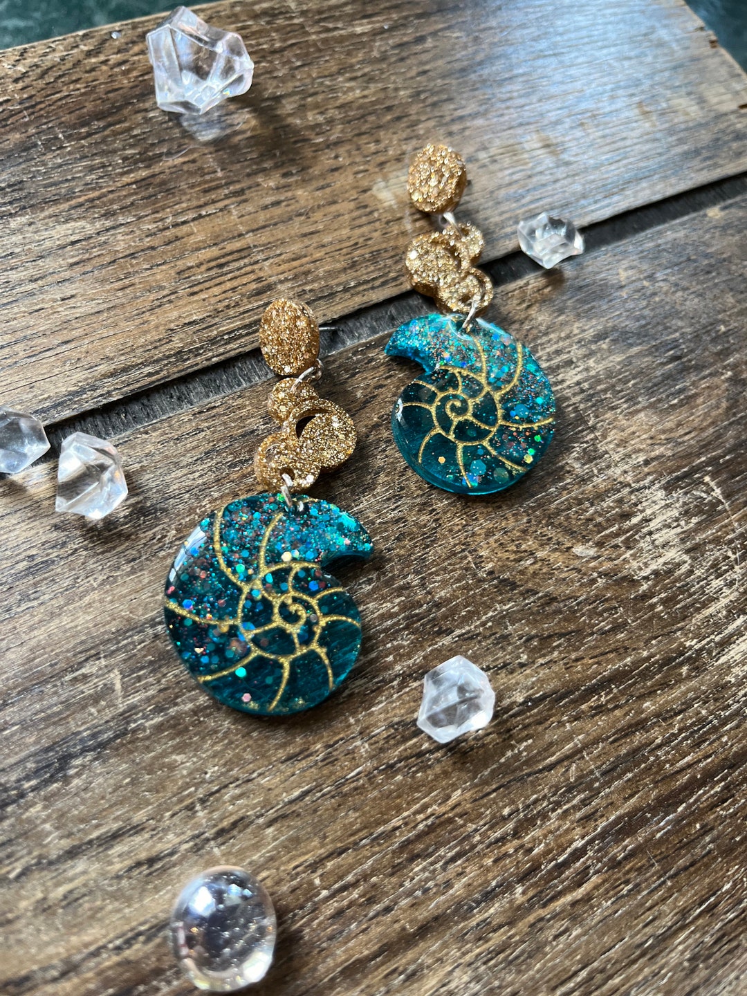 Translucent Aquamarine Spiral Shell Earrings - Etsy