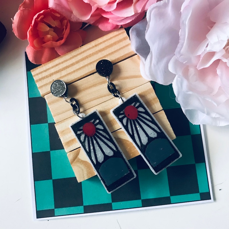 Tanjiro Earrings - Etsy