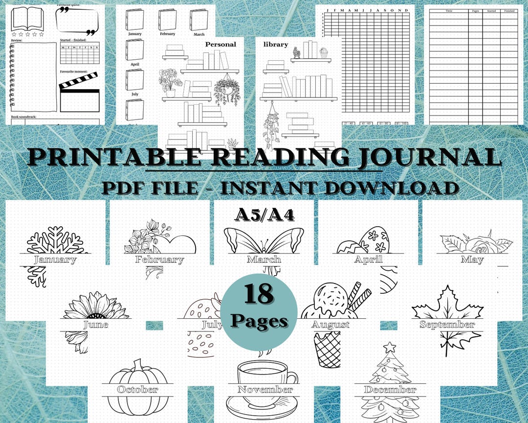 READING JOURNAL BUNDLE - Printable Journal Pages - Digital Planner ...
