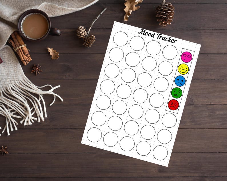 Emoji Mood Tracker PRINTABLE Journal Page Planner Page Feelings Tracker ...