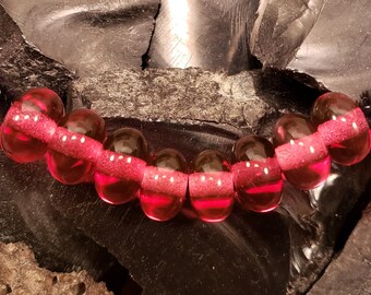 Pink Passion Over Opal Moonstone Turtle Shell Handmade Lampwork Glass ...