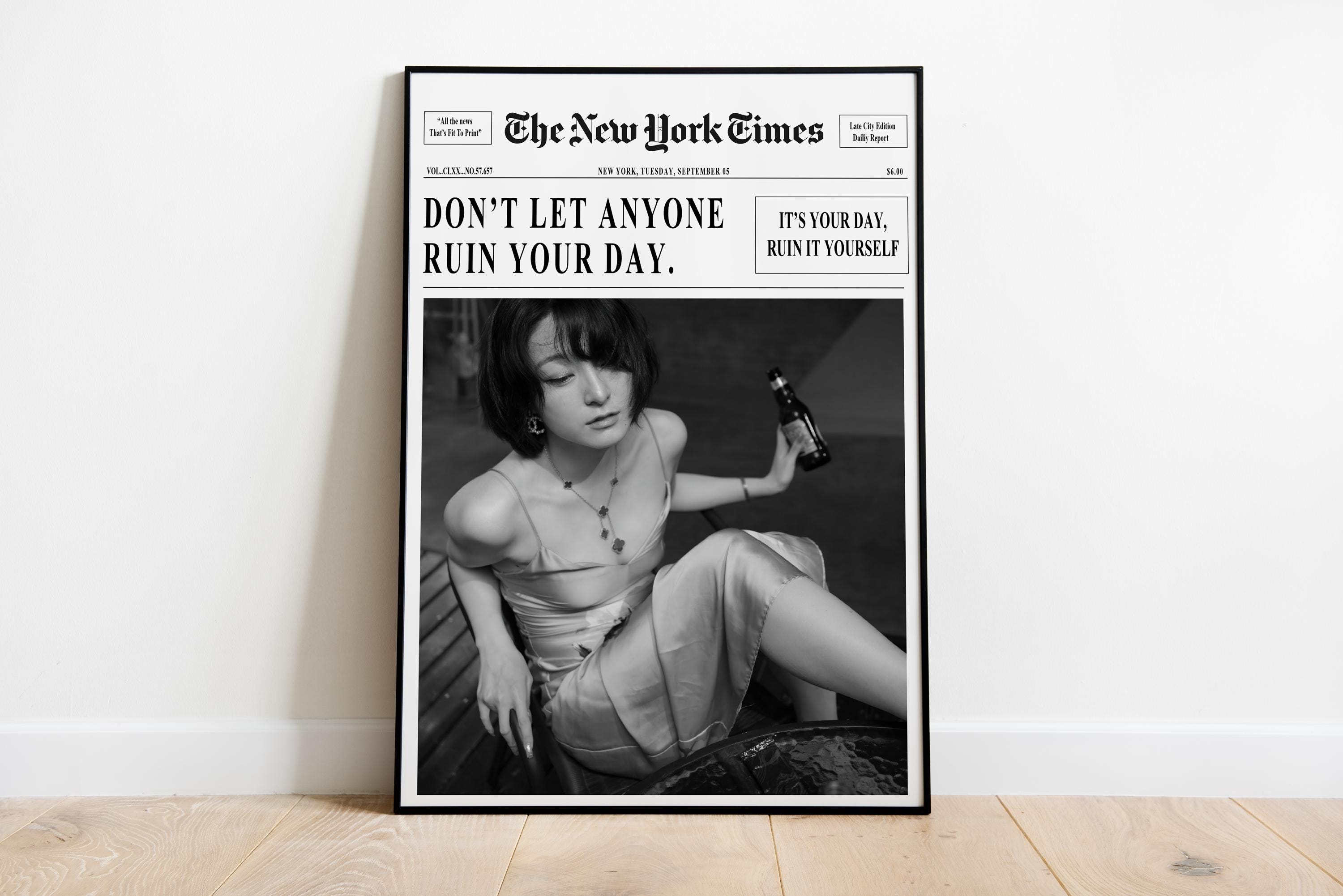 New York Times Poster, Girl on the Drinking , NY2 Wall Art, New York Times Printable Wall Art ...