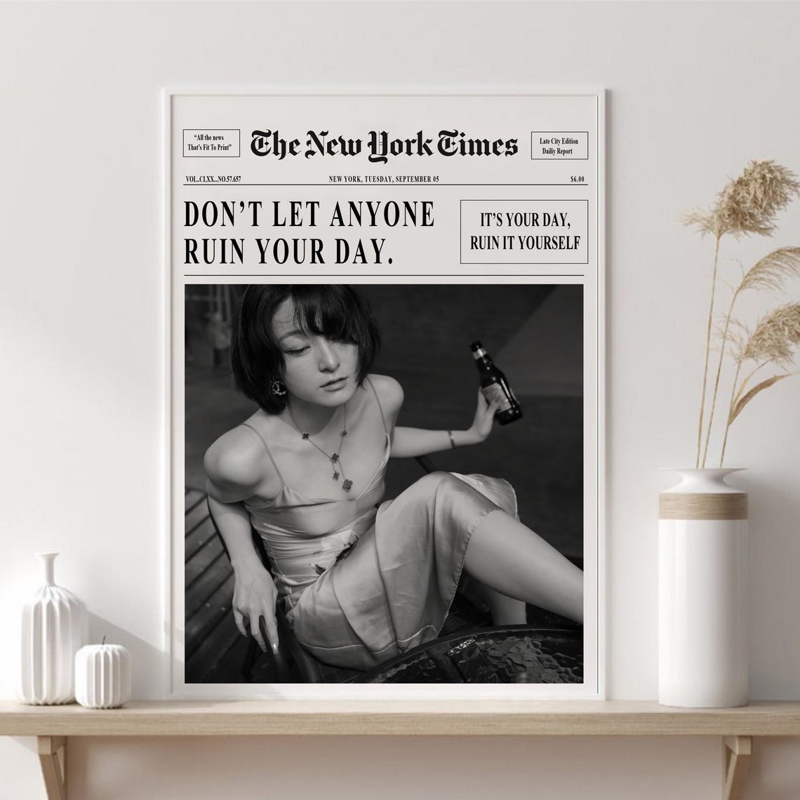 New York Times Poster, Girl on the Drinking , NY2 Wall Art, New York Times Printable Wall Art ...