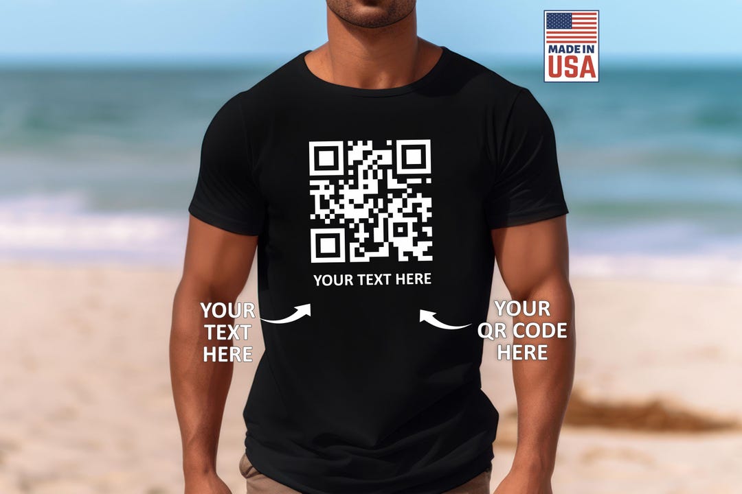 Personalized QR Code Tee Shirt, Custom QR Code T Shirt, Your Text ...