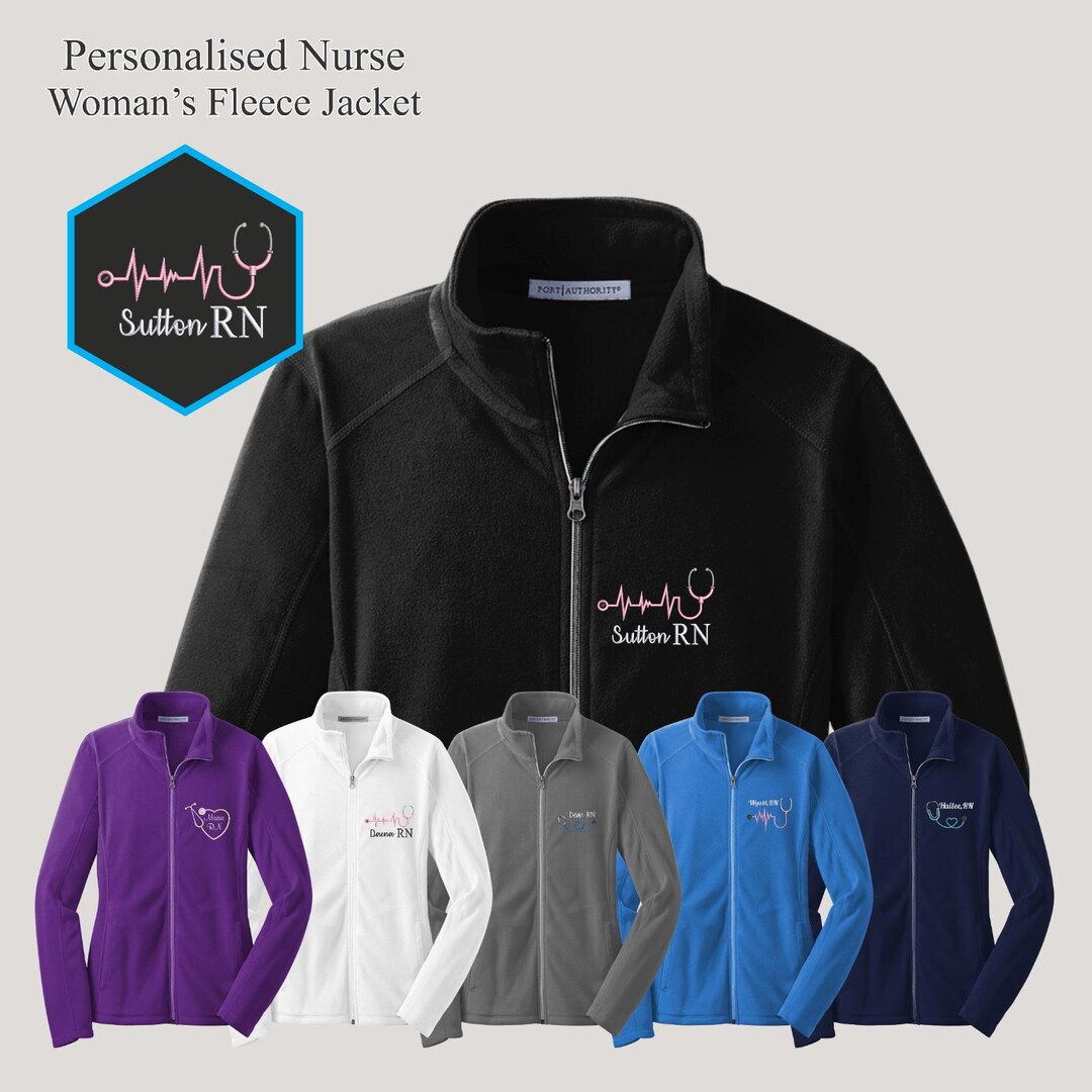Monogrammed Nurse Jacket, Custom Embroidered Heart Stethoscope Fleece ...