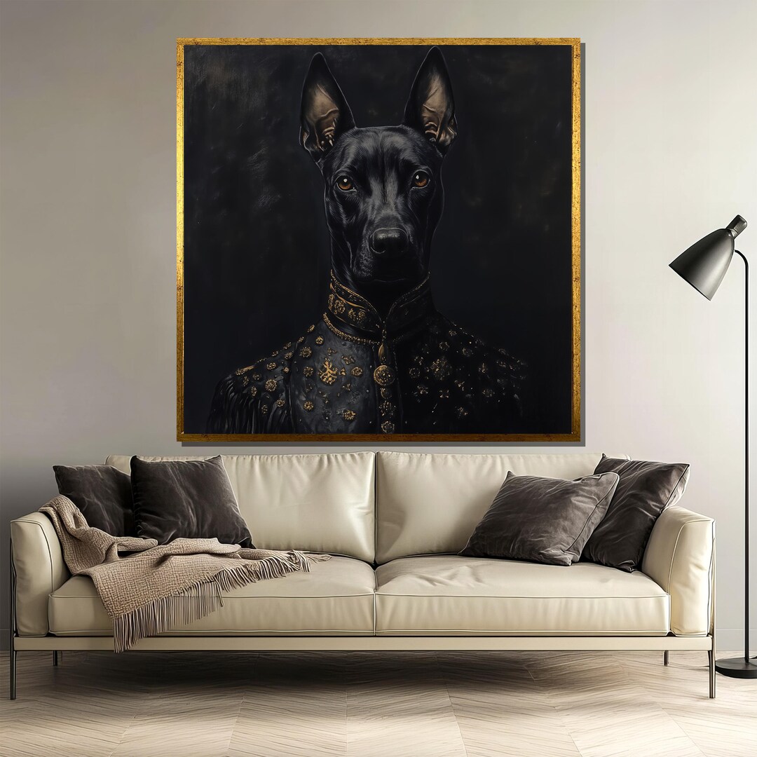 Dark Anubis Dog Canvas Painting, Gothic Pharaoh Wall Art, Mysterious ...