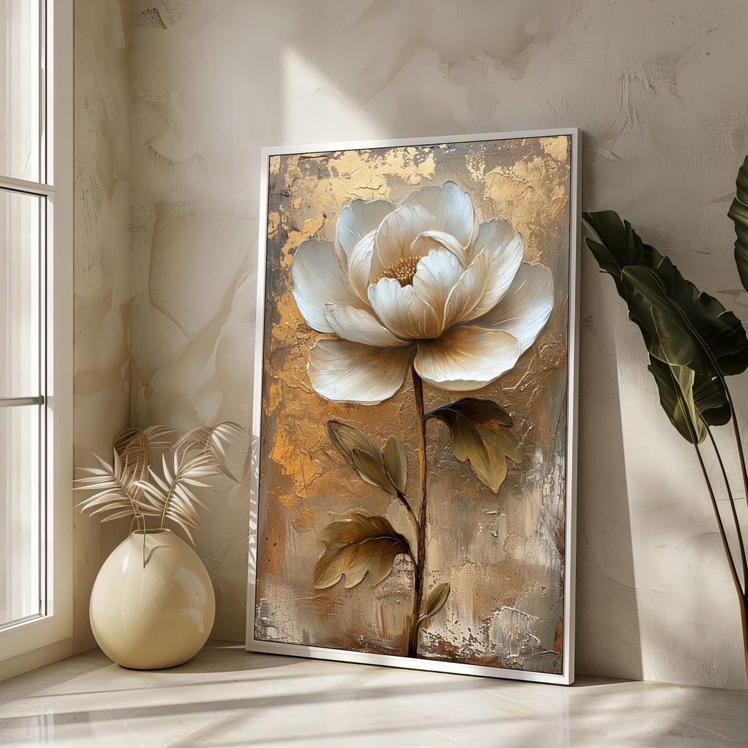 Golden Elegance: White Flower With Luxurious Gold Background ...