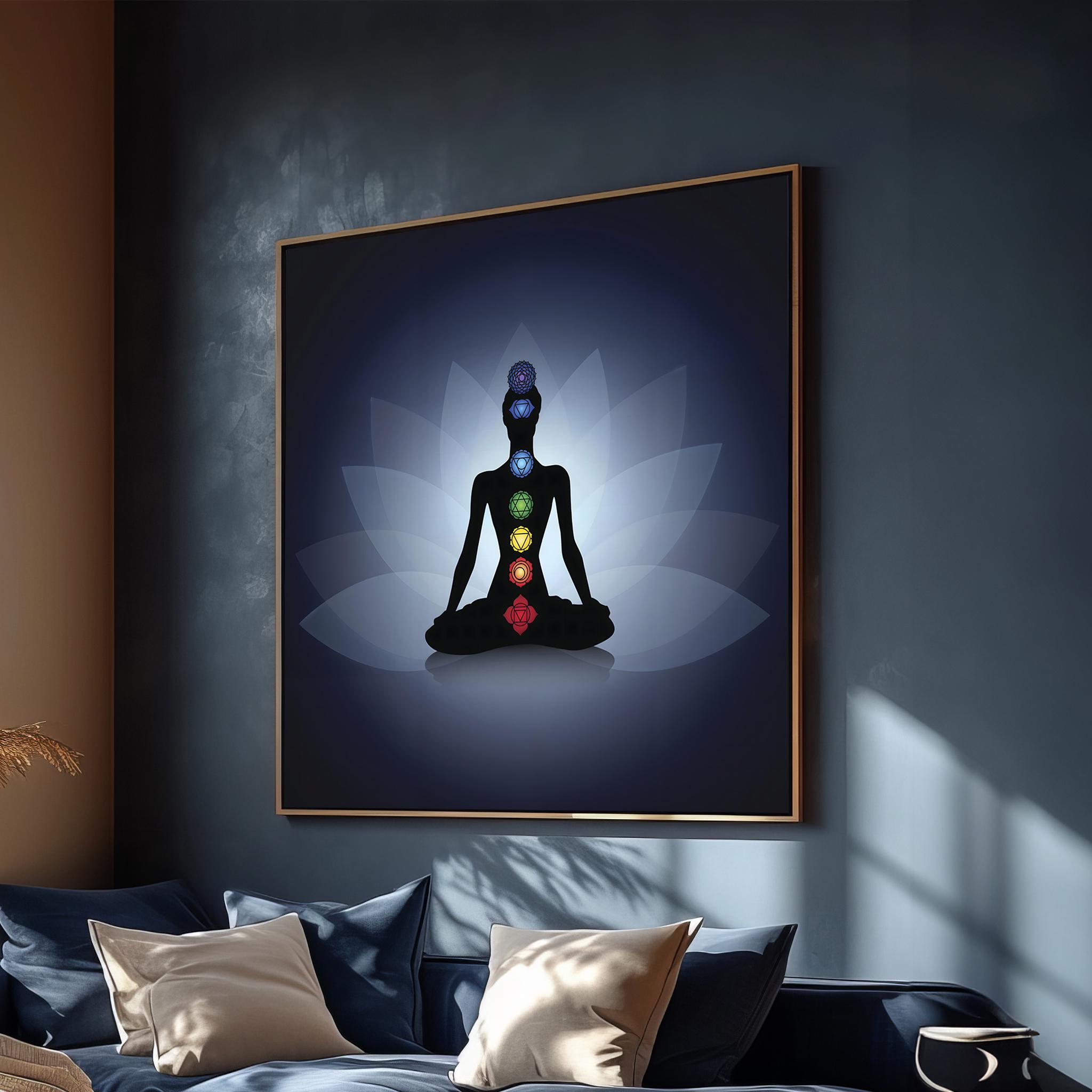 Chakra Meditation Canvas Wall Art, Spiritual Lotus Chakra Alignment ...