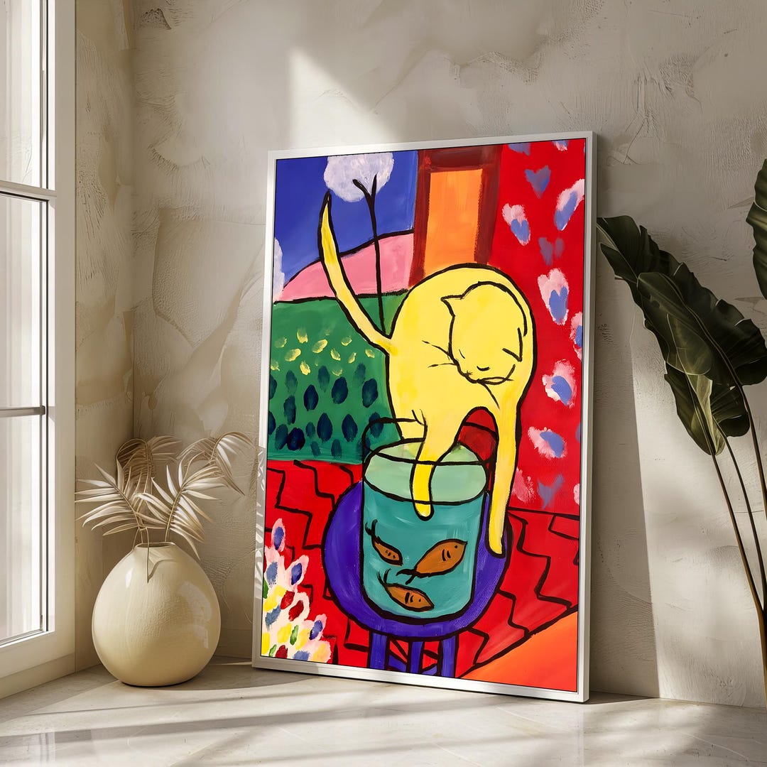 The Cat With Red Fish by Henri Matisse - Playful Fauvist Canvas Art ...