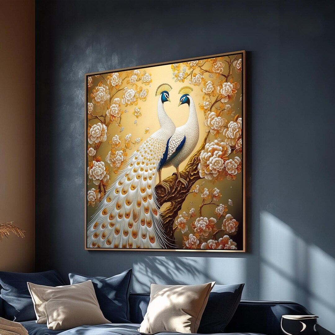 Majestic Peacocks in Bloom: Elegant White and Blue Feathers Amidst ...