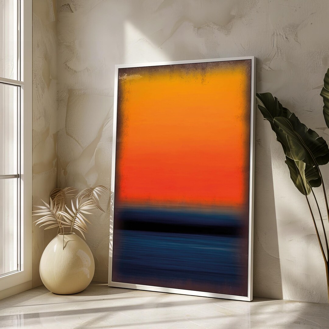 Mark Rothko Sunset Orange and Deep Blue Abstract Canvas Art - Vibrant ...