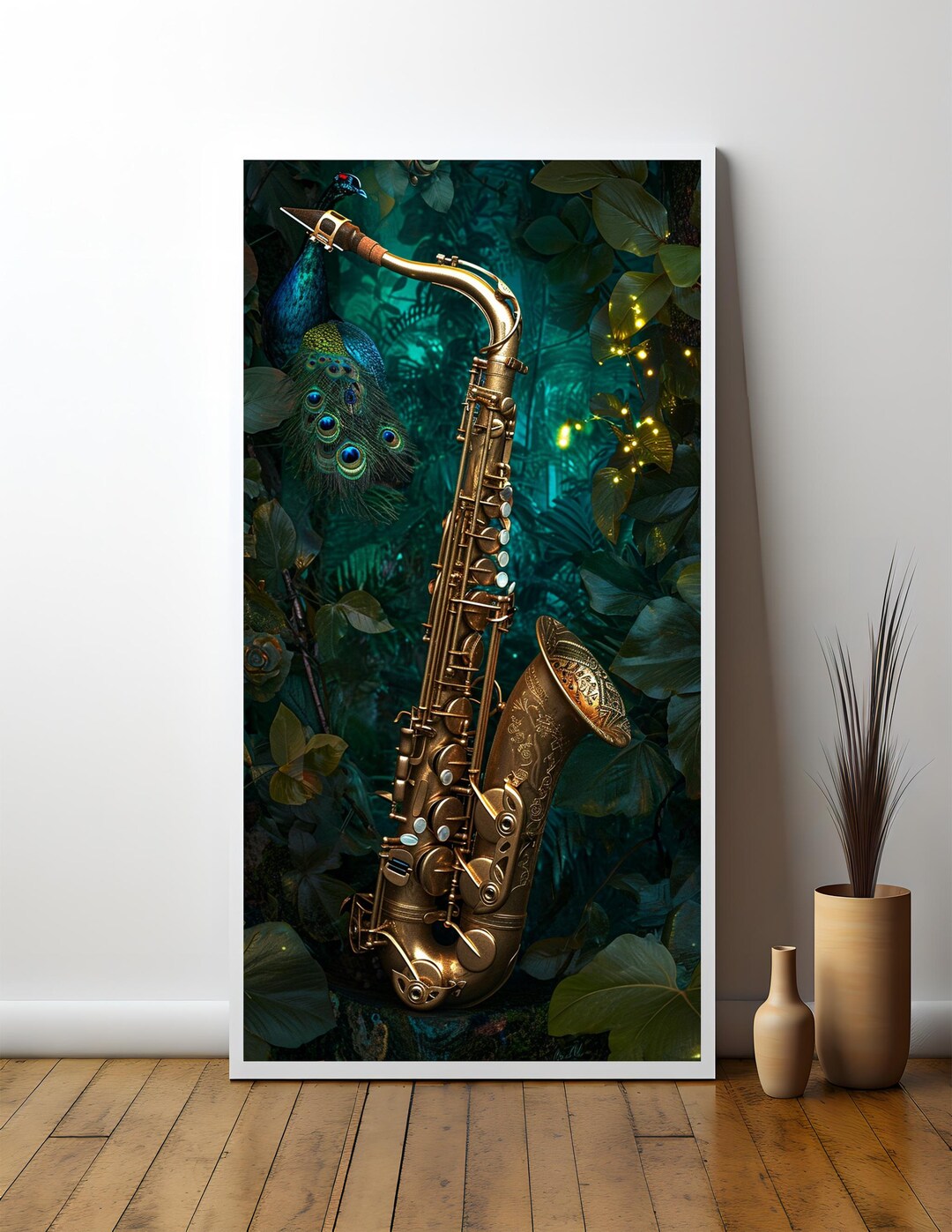 Ornate Gold Saxophone Canvas Painting Gift - Musical Instrument Art ...