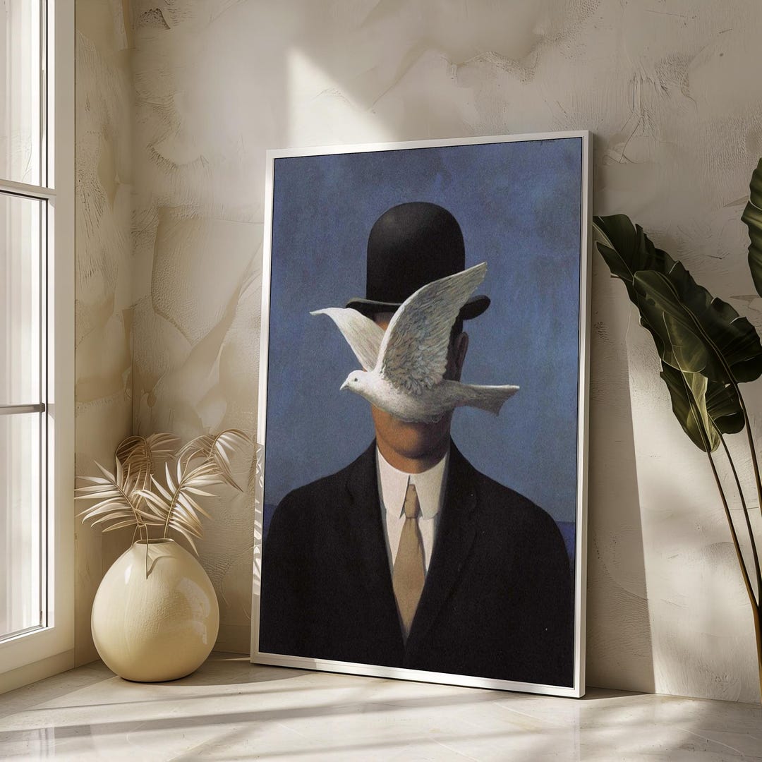René Magritte's 'man in a Bowler Hat' Canvas Painting - Surrealist Art ...