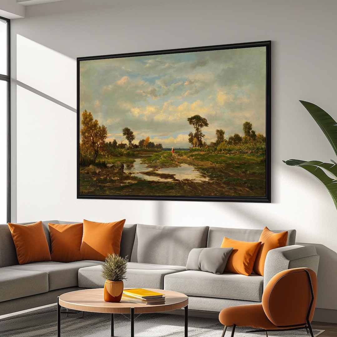 Henri Théodore Rousseau 'the Farm: Cottage at the Edge of a Marsh ...