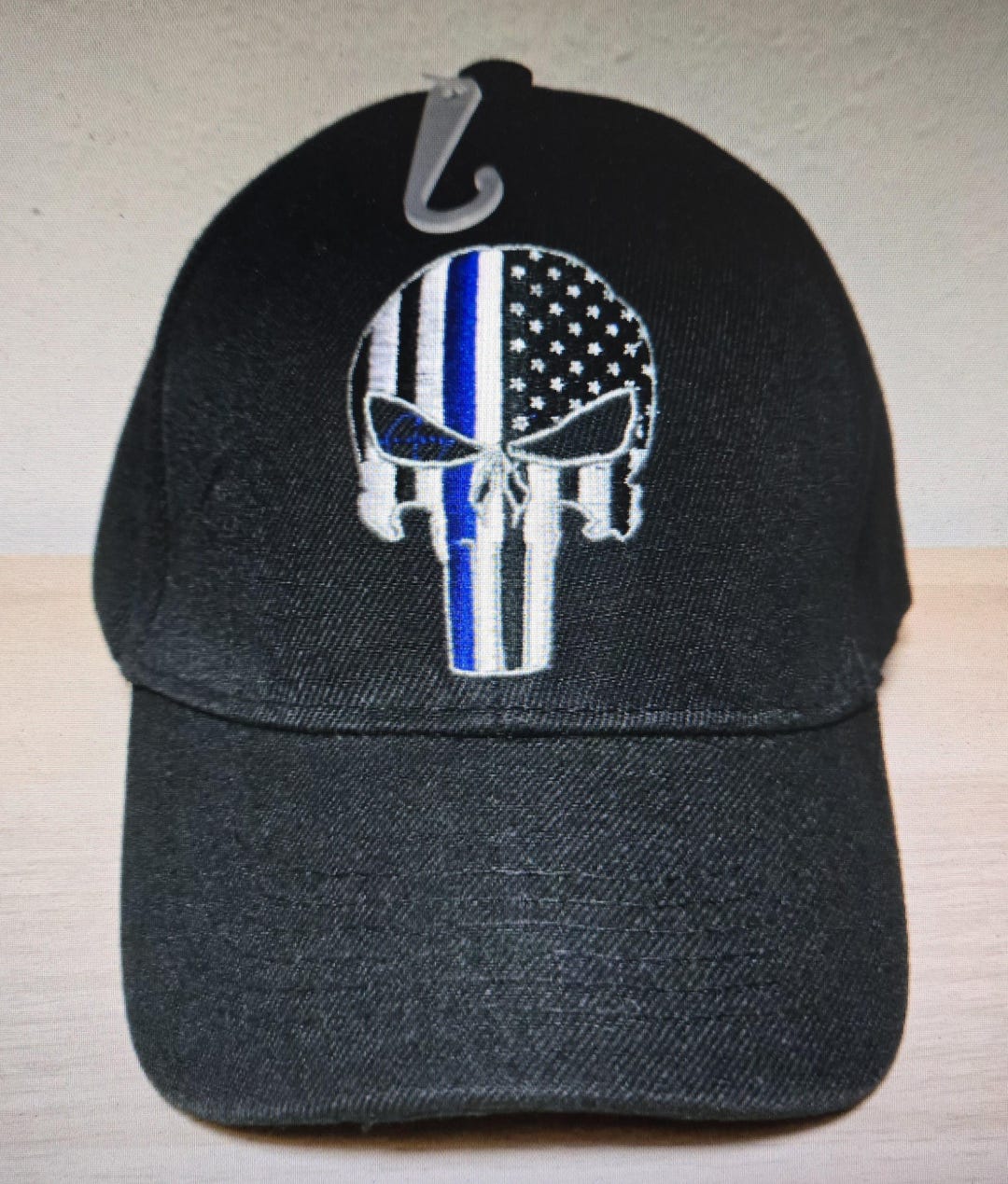 Police Dept. Skull American Flag Thin Blue Line Cap Black - Etsy