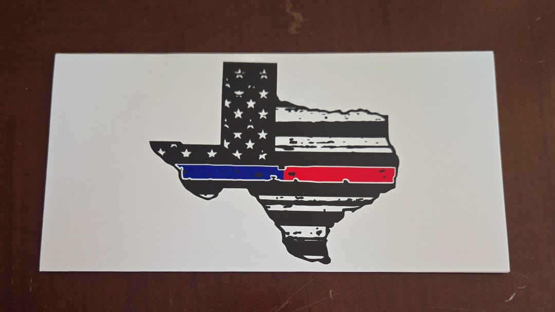Texas Map Thin Blue Red Line Flag Bumper Sticker - Etsy