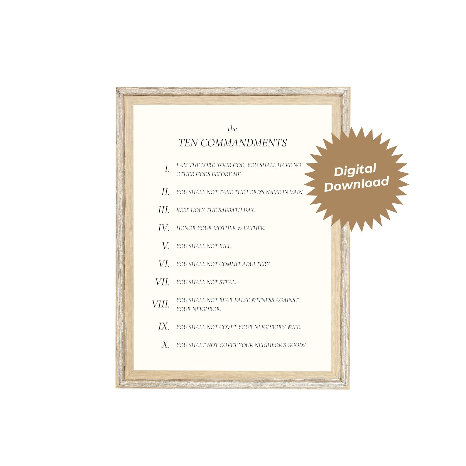 Ten Commandments Digital Download, Catholic Home Art, Catholic Wall ...